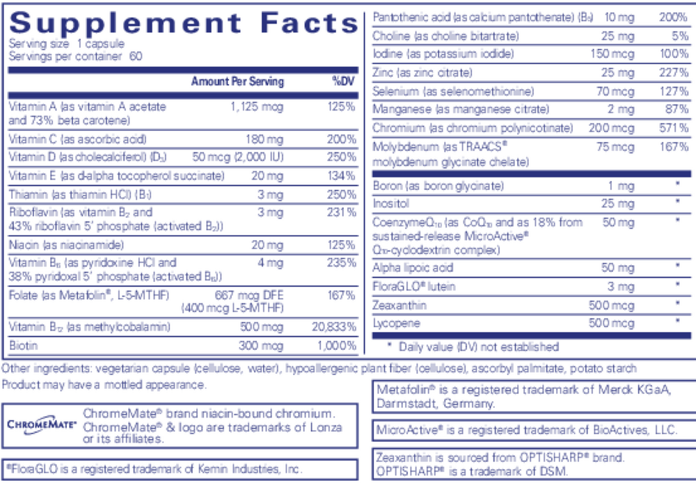 O.N.E. Multivitamin (60 capsules) by Pure Encapsulations – Naturopathic ...